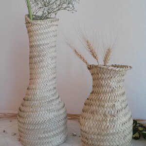 Straw Vase, Woven Palm Leaf Vase, Decorative Straw Vase, Boho ...