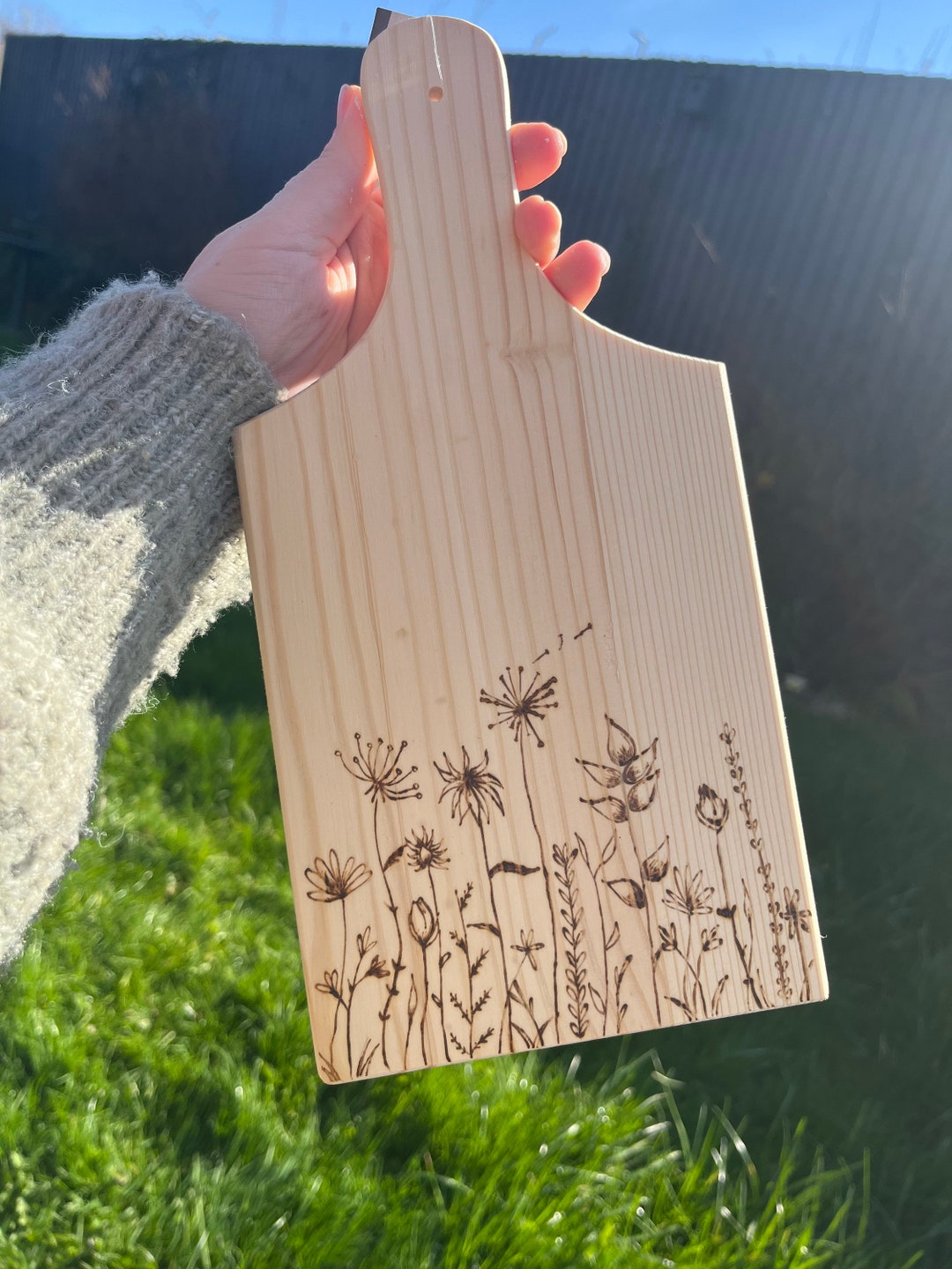Pyrography Floral Chopping Board - Etsy