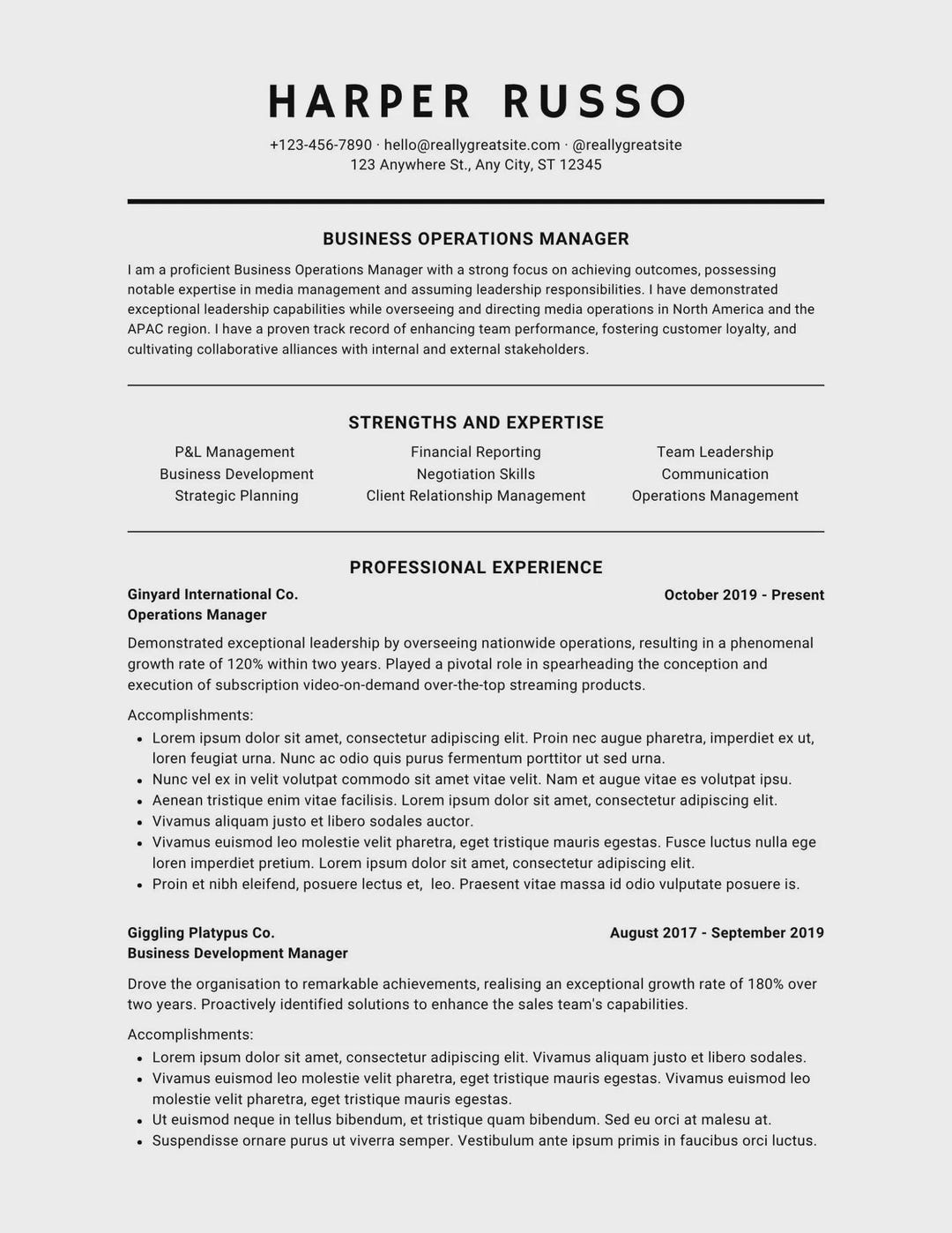 Beginner Project Manager Resume Template | 0–2 Years Experience | Entry ...
