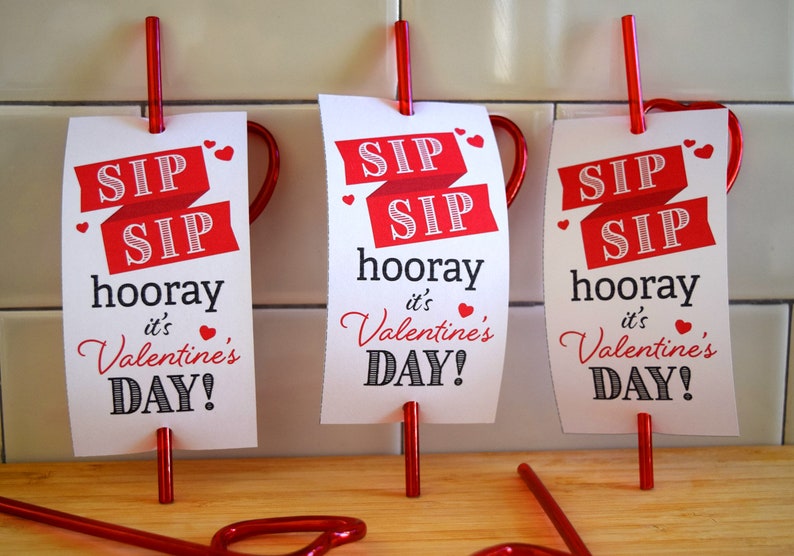 Valentine Straw Sip Sip Hooray It's Valentine's Day - Etsy