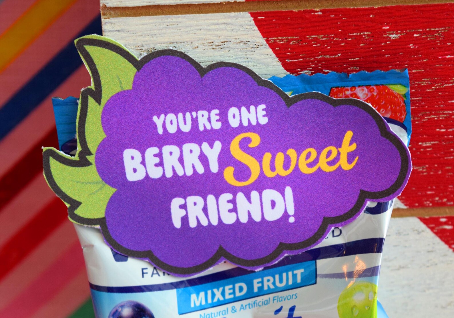Fruit Snack Valentine Tags, You're One Berry Sweet Friend, Children's ...