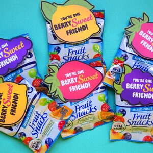 Fruit Snack Valentine Tags, You're One Berry Sweet Friend, Children's ...