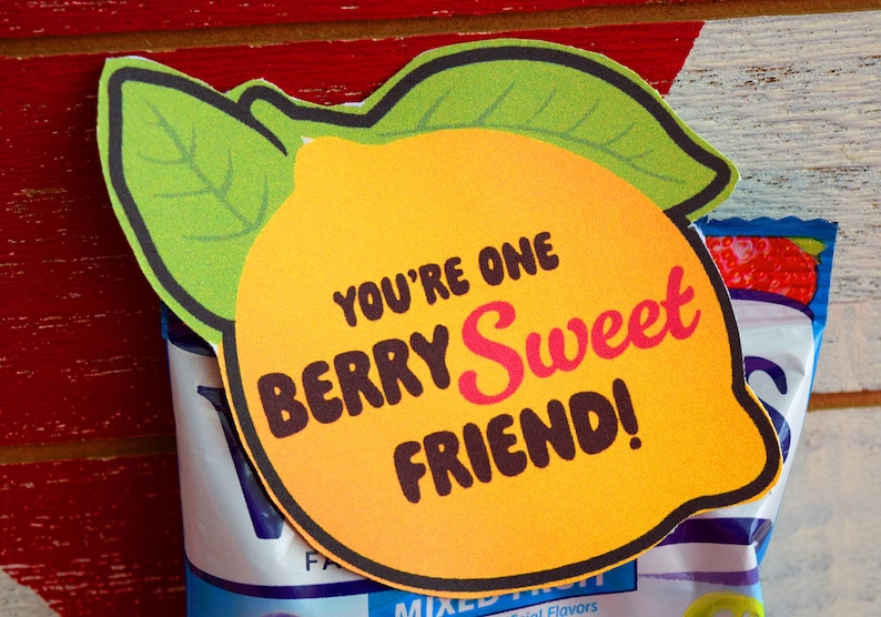 Fruit Snack Valentine Tags, You're One Berry Sweet Friend, Children's ...