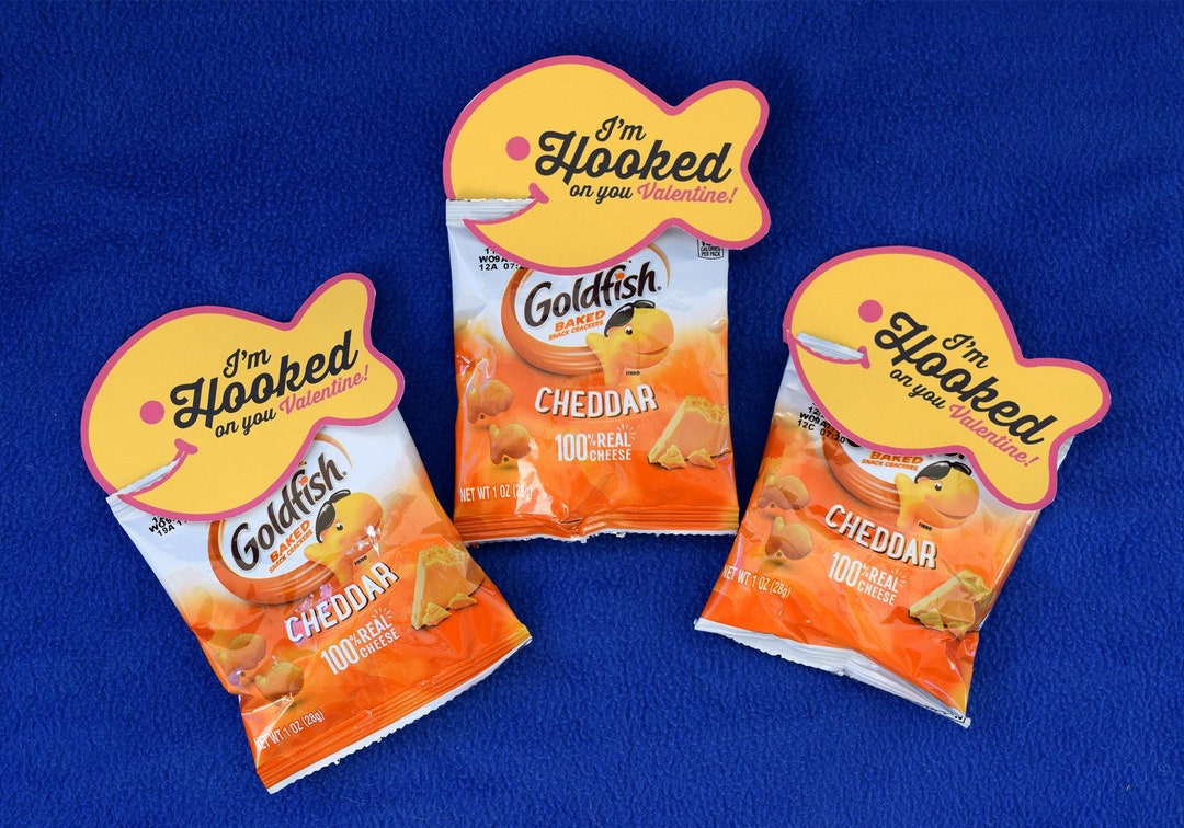 Goldfish Valentine Tags, I'm Hooked on You Valentine, Children's ...