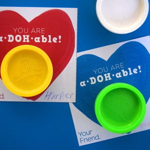 Play Dough Valentine, You Are A-doh-able, Children's Valentines, Kids ...