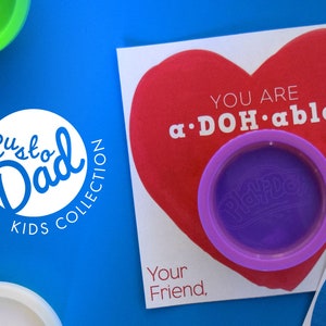 Play Dough Valentine, You Are A-doh-able, Children's Valentines, Kids ...