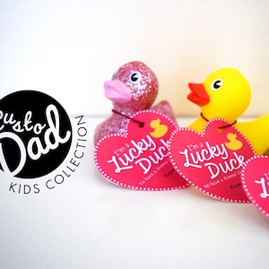 Rubber Duck Valentine, I'm A Lucky Duck, Children's Valentines, Kids ...