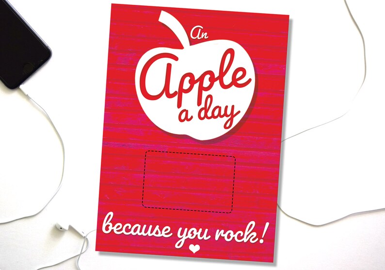 Teacher Gift Card Holder, an Apple a Day Because You Rock, Teacher ...