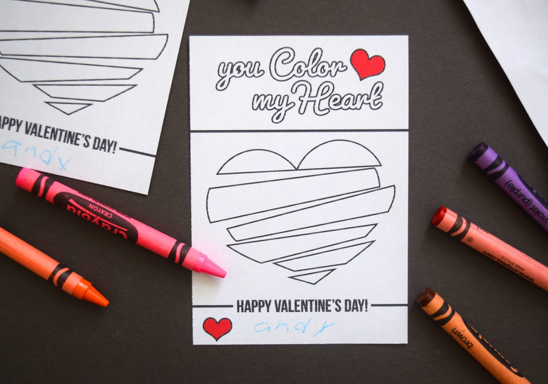 Valentine Coloring Page, You Color My Heart, Children's Valentines ...