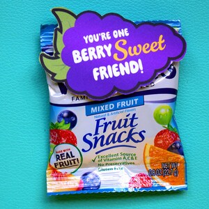 Fruit Snack Valentine Tags, You're One Berry Sweet Friend, Children's ...