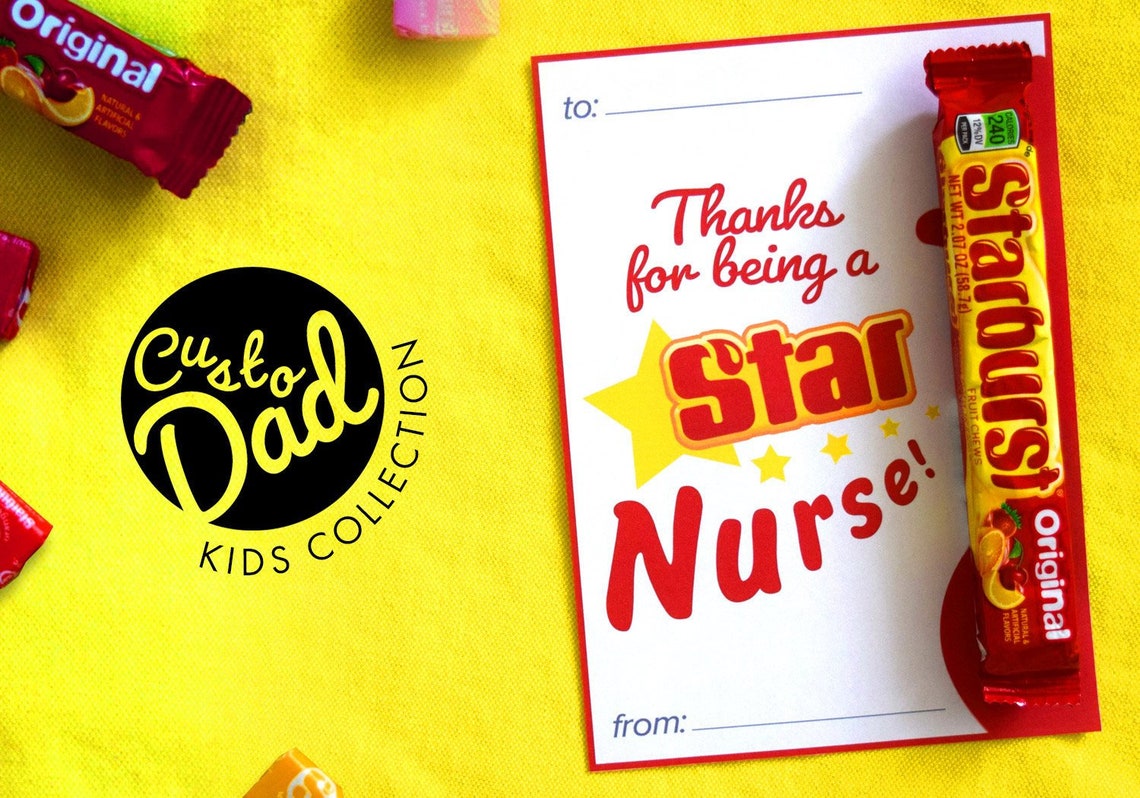 Candy Themed Card, Thanks for Being a Star Nurse, Printable Nurse ...