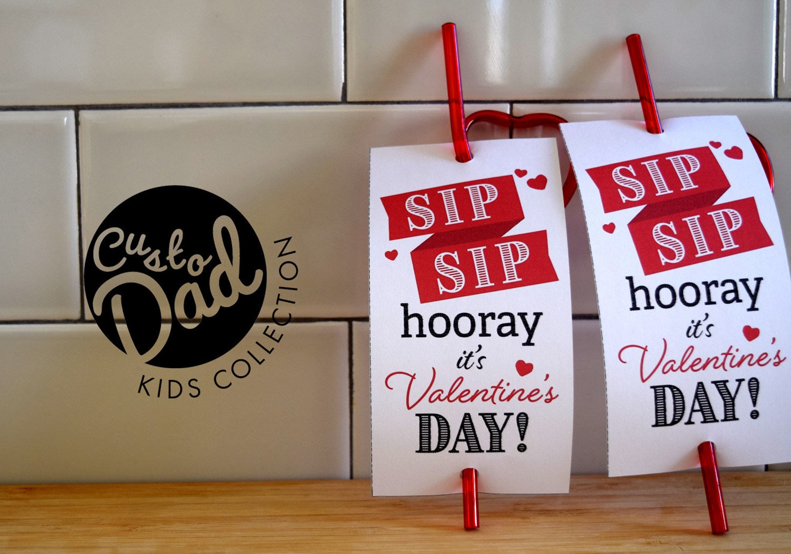 Valentine Straw Sip Sip Hooray It's Valentine's Day | Etsy