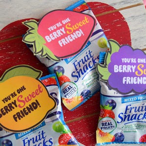Fruit Snack Valentine Tags, You're One Berry Sweet Friend, Children's ...