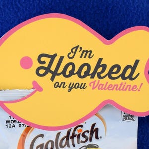 Goldfish Valentine Tags, I'm Hooked on You Valentine, Children's ...