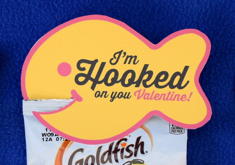 Goldfish Valentine Tags, I'm Hooked on You Valentine, Children's ...