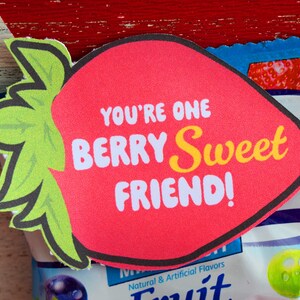 Fruit Snack Valentine Tags, You're One Berry Sweet Friend, Children's ...