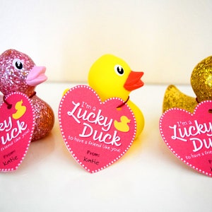 Rubber Duck Valentine, I'm A Lucky Duck, Children's Valentines, Kids ...