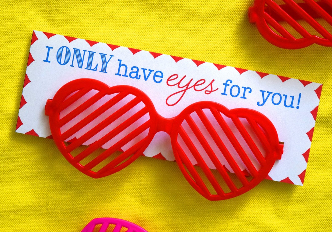 Sunglass Valentine, I Only Have Eyes for You, Children's Valentines ...