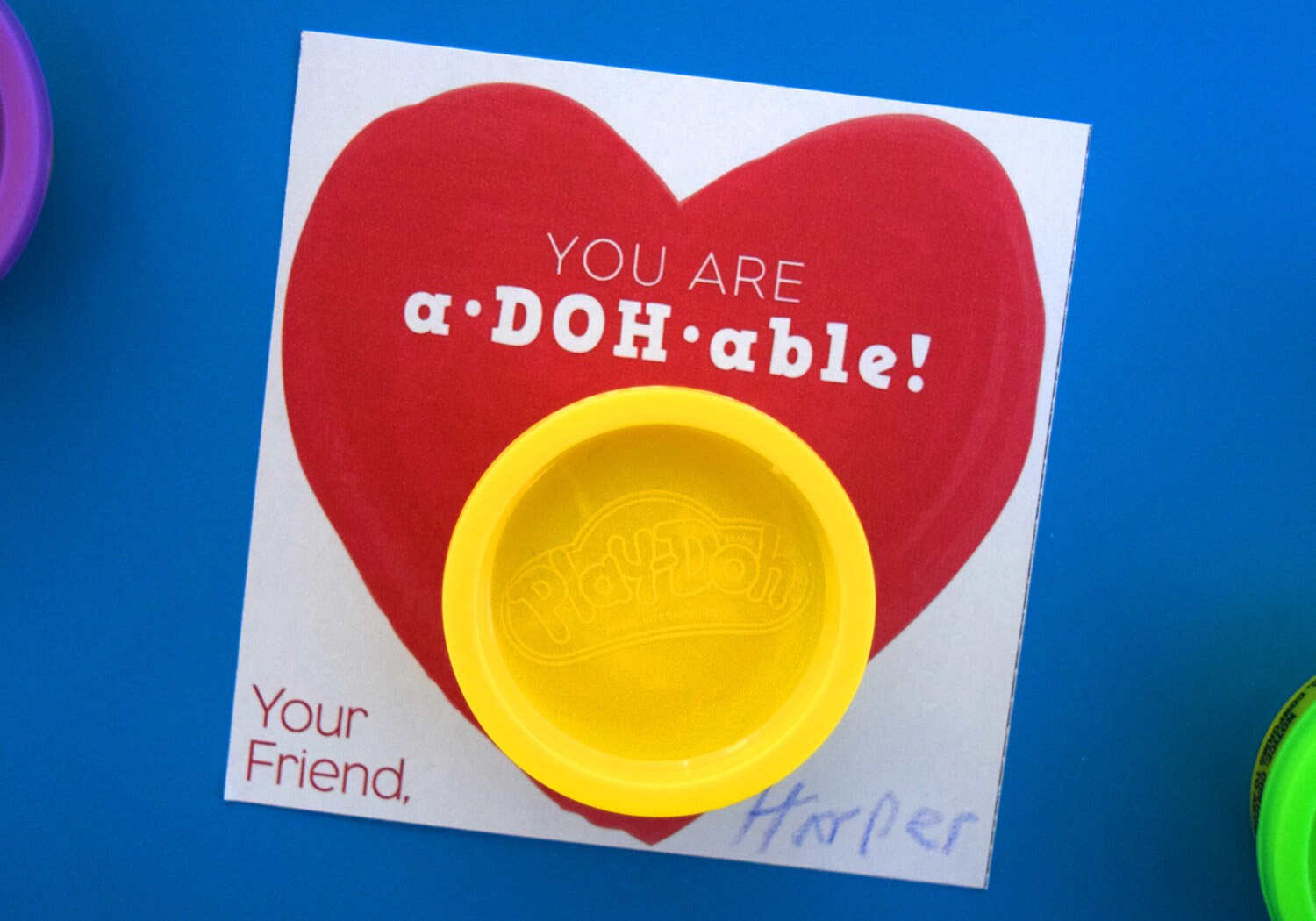 Play Dough Valentine You are a-DOH-able Children's | Etsy