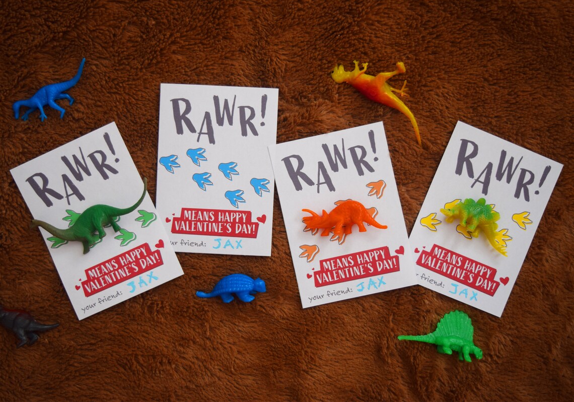 Dinosaur Valentine Card Rawr Means Happy Valentine's - Etsy