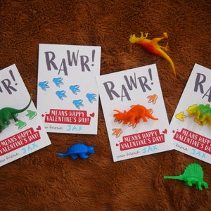 Dinosaur Valentine Card, Rawr! Means Happy Valentine's Day, Children's ...