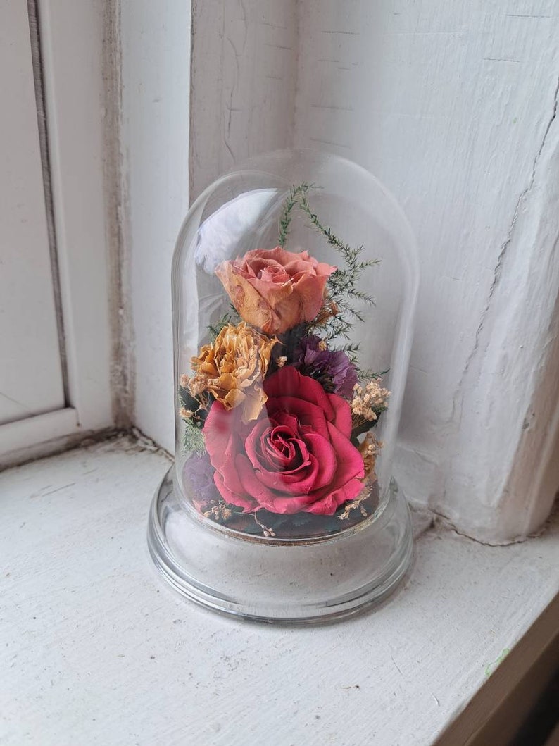 80s/90s Natural Expressions Dried Roses Glass Terrarium Dome - Etsy