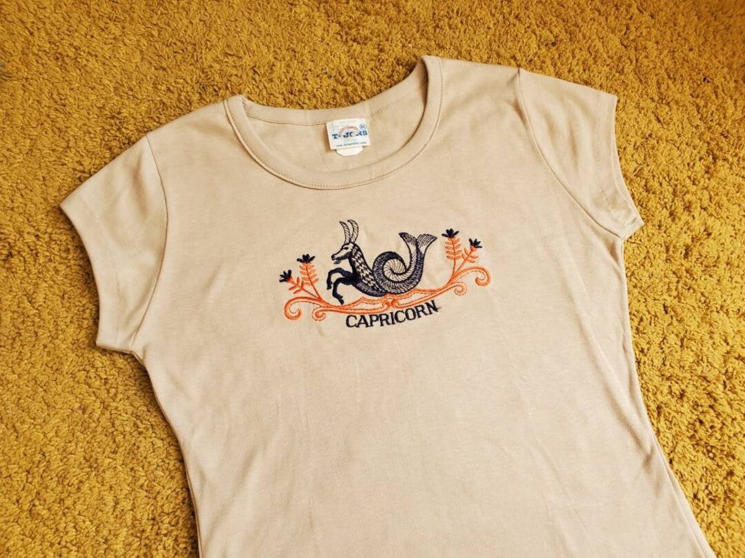 Rare 70s T Jons Embroidered Capricorn Shirt Etsy