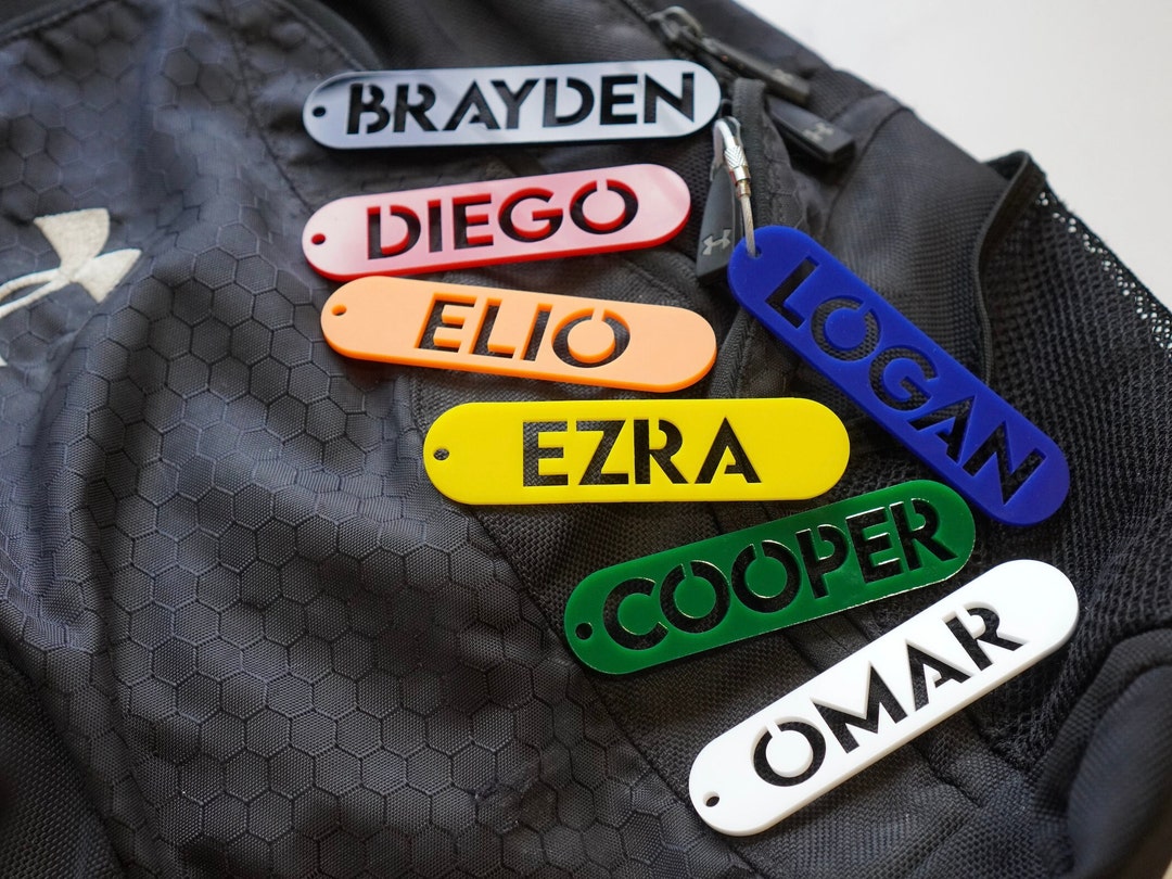 SET OF TWO Custom Acrylic Backpack Tag for Boys, Personalized Luggage ...