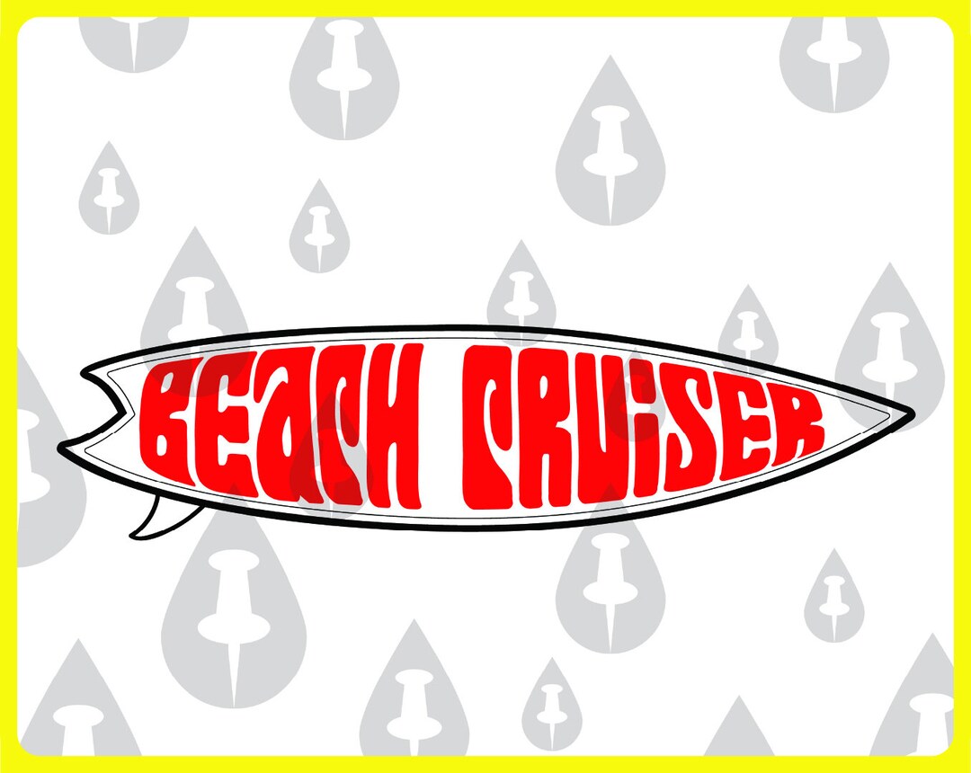 Beach Cruiser Surfboard SVG Digital Download for Beach Decor, DIY ...