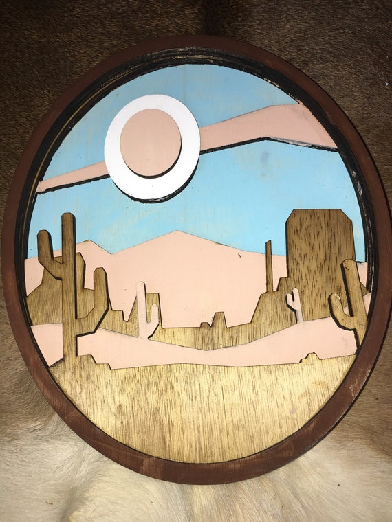 Desert Western Scene Layered Wall Art - Etsy