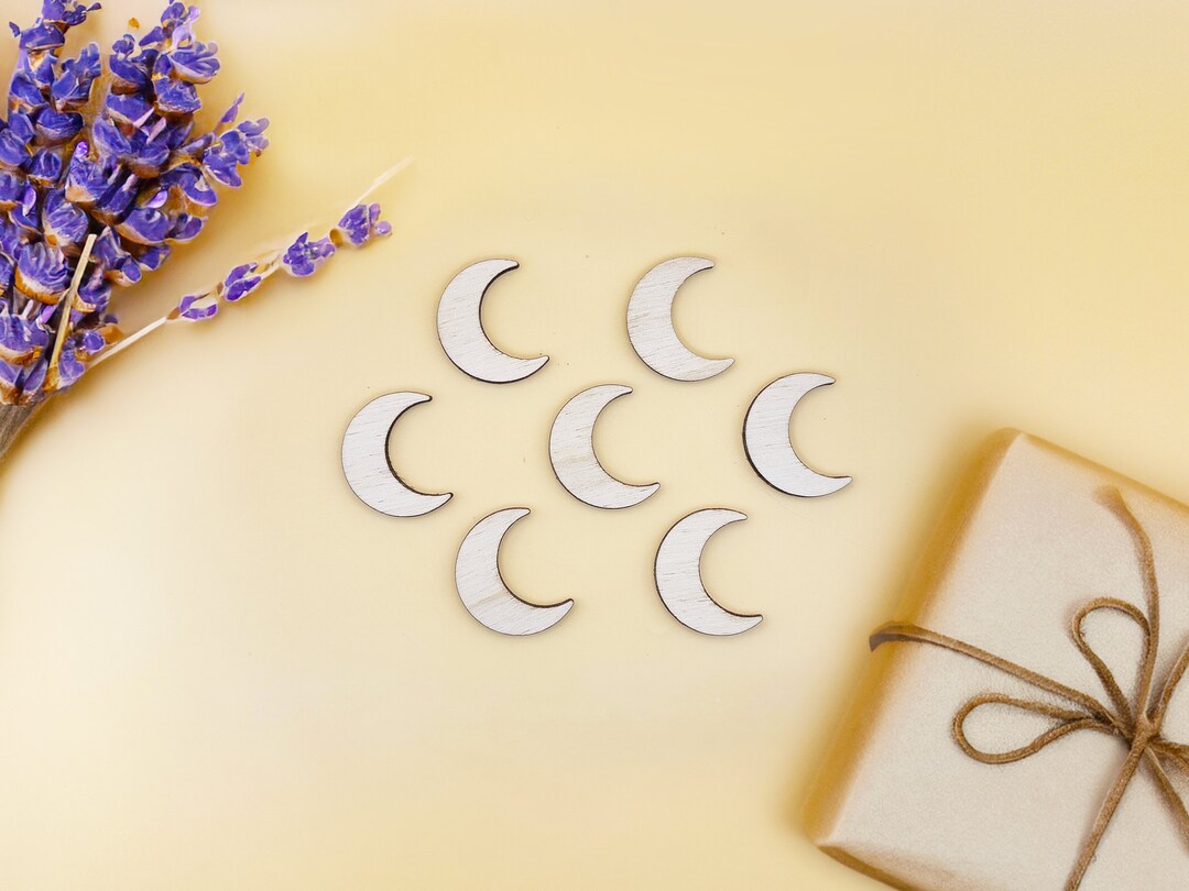 50 Laser-cut Wooden Crescents - Tiny Crescent Shapes - Moon Wood ...