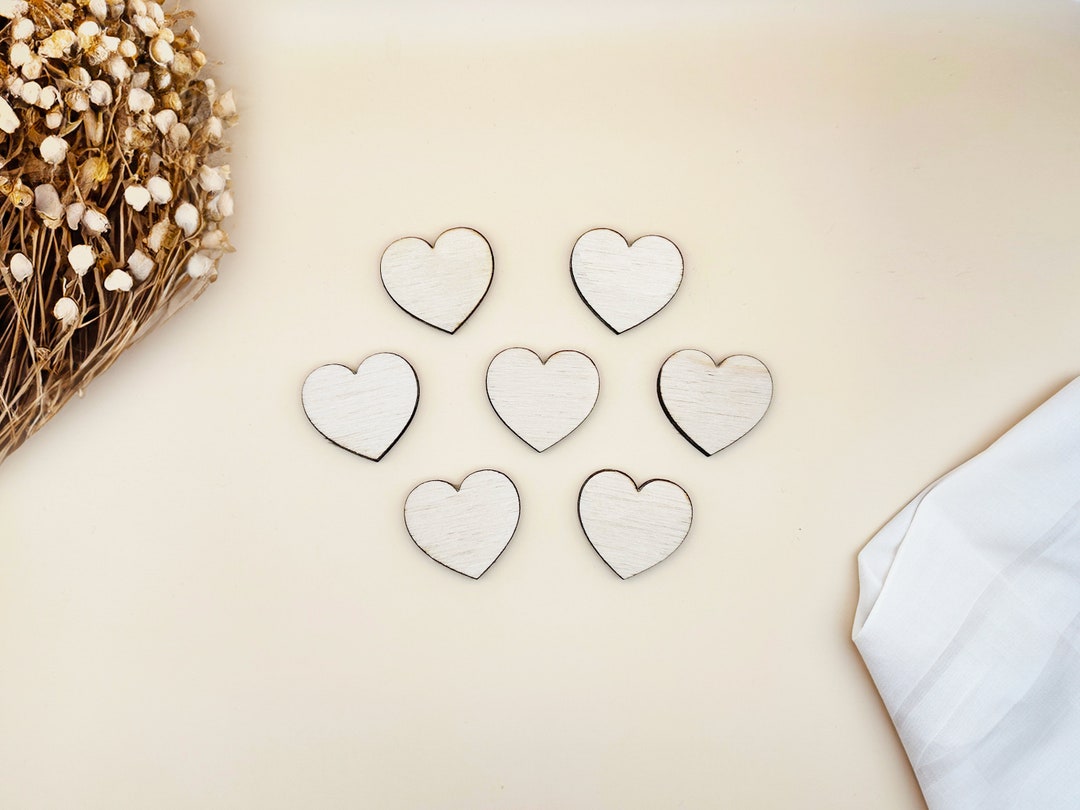 50 Little Wooden Hearts - Tiny Heart Wood Cutouts - Blank Wooden Hearts ...