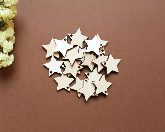 50 Mini Wooden Stars Tiny Stars With Holes Small Wood | Etsy