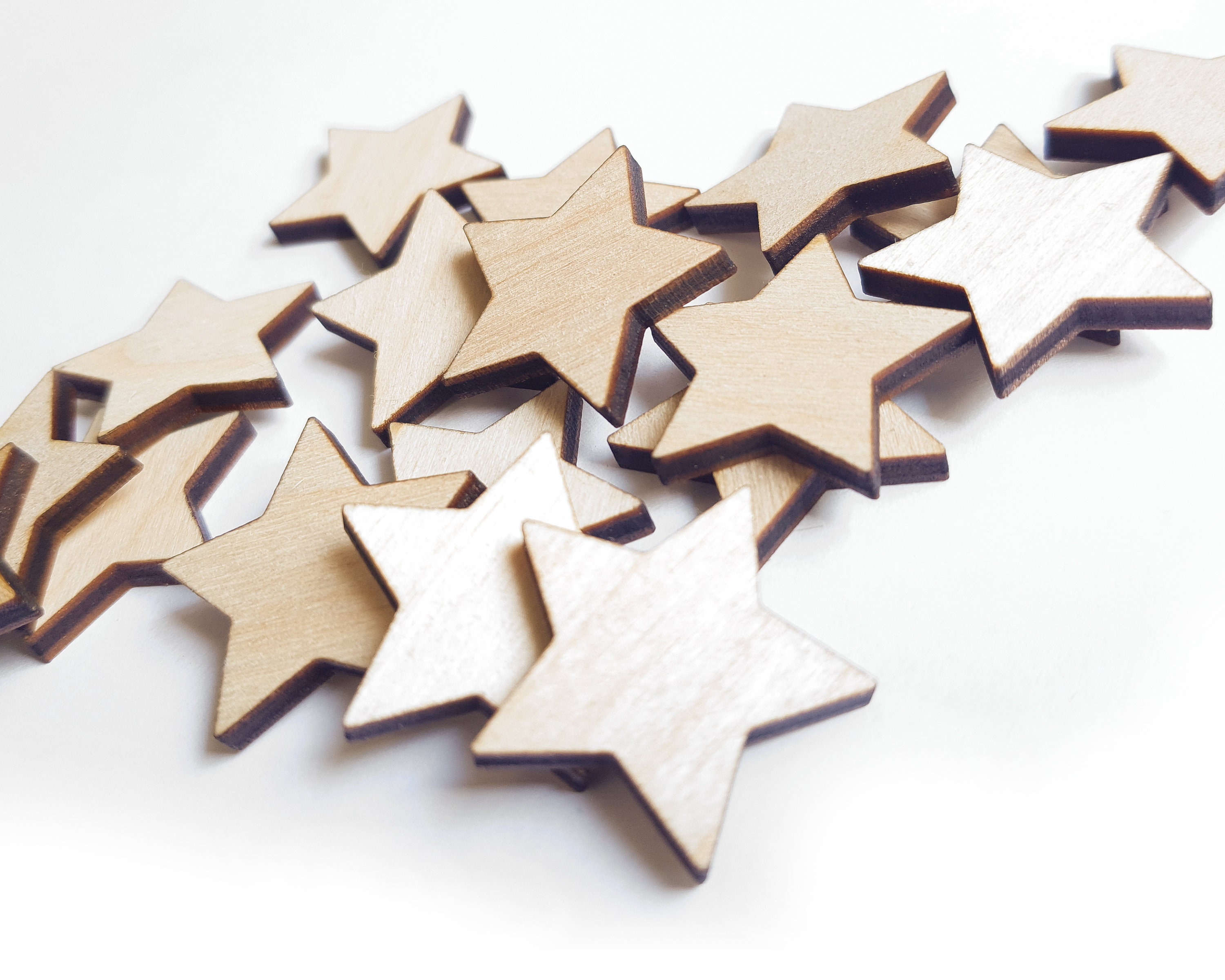 50 Wood Star Cutouts Tiny Wooden Stars Wooden Star | Etsy
