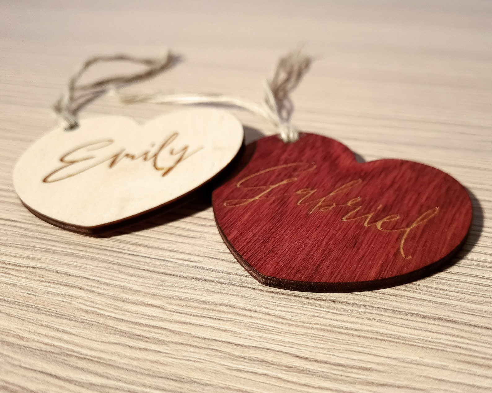 Custom Heart Tag Personalized Wood Heart Tags Laser Engraved | Etsy