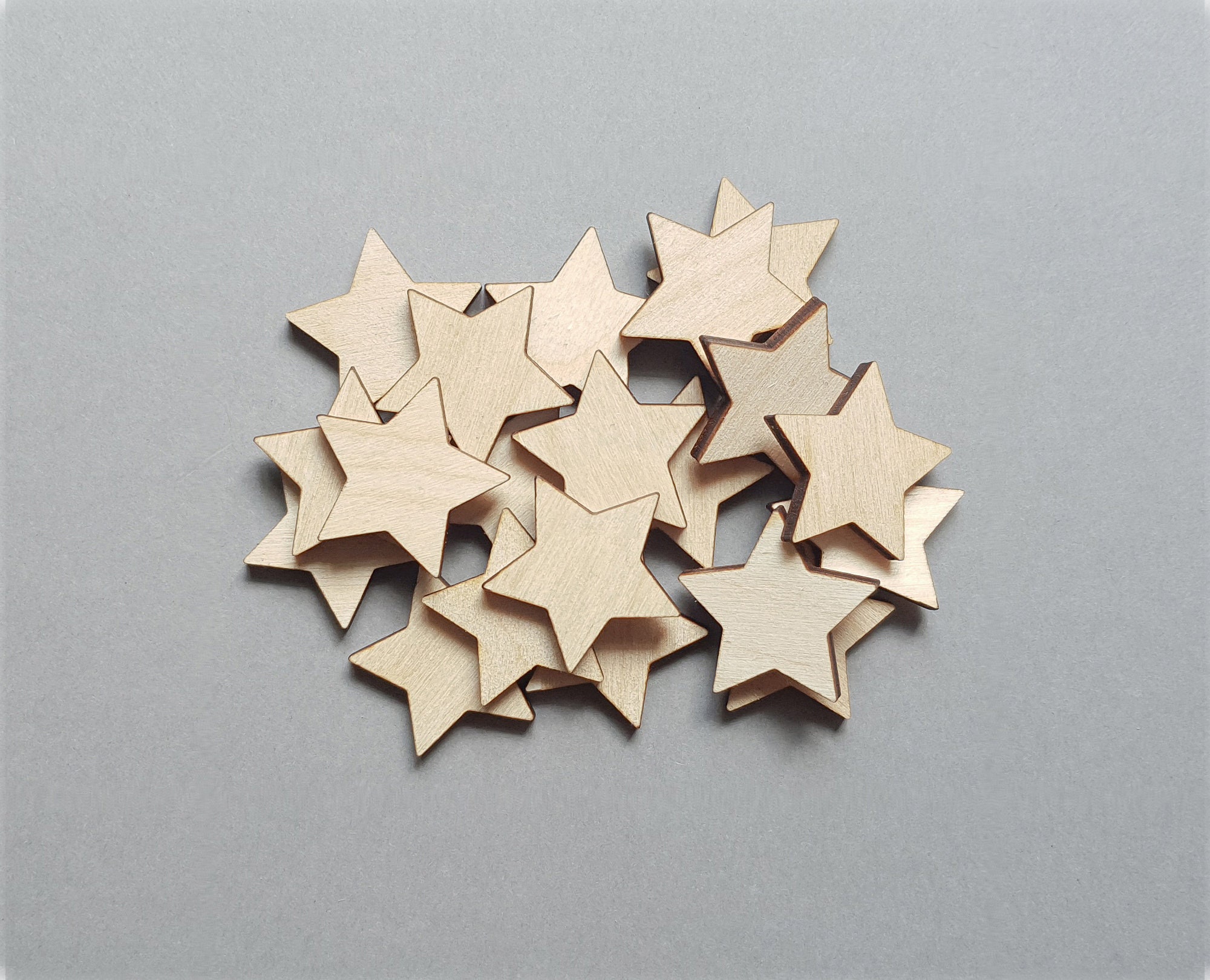 50 Wood Star Cutouts Tiny Wooden Stars Wooden Star | Etsy