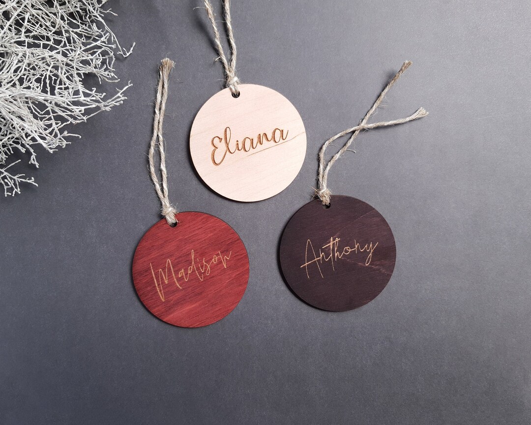 Wooden Circle Tags Wood Gift Tags Round Wooden Stocking Name - Etsy