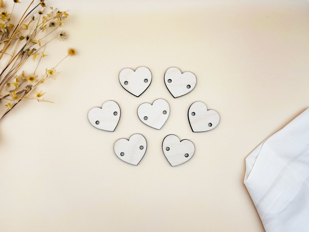 Set of 50 Mini Wooden Hearts With Holes | Wood Heart Cutout With Holes ...