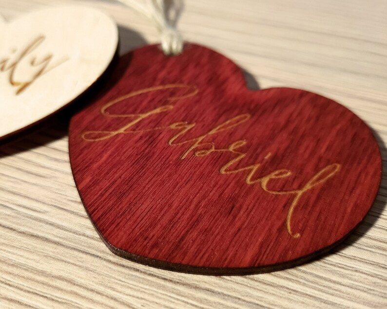 Custom Heart Tag Personalized Wood Heart Tags Laser Engraved | Etsy