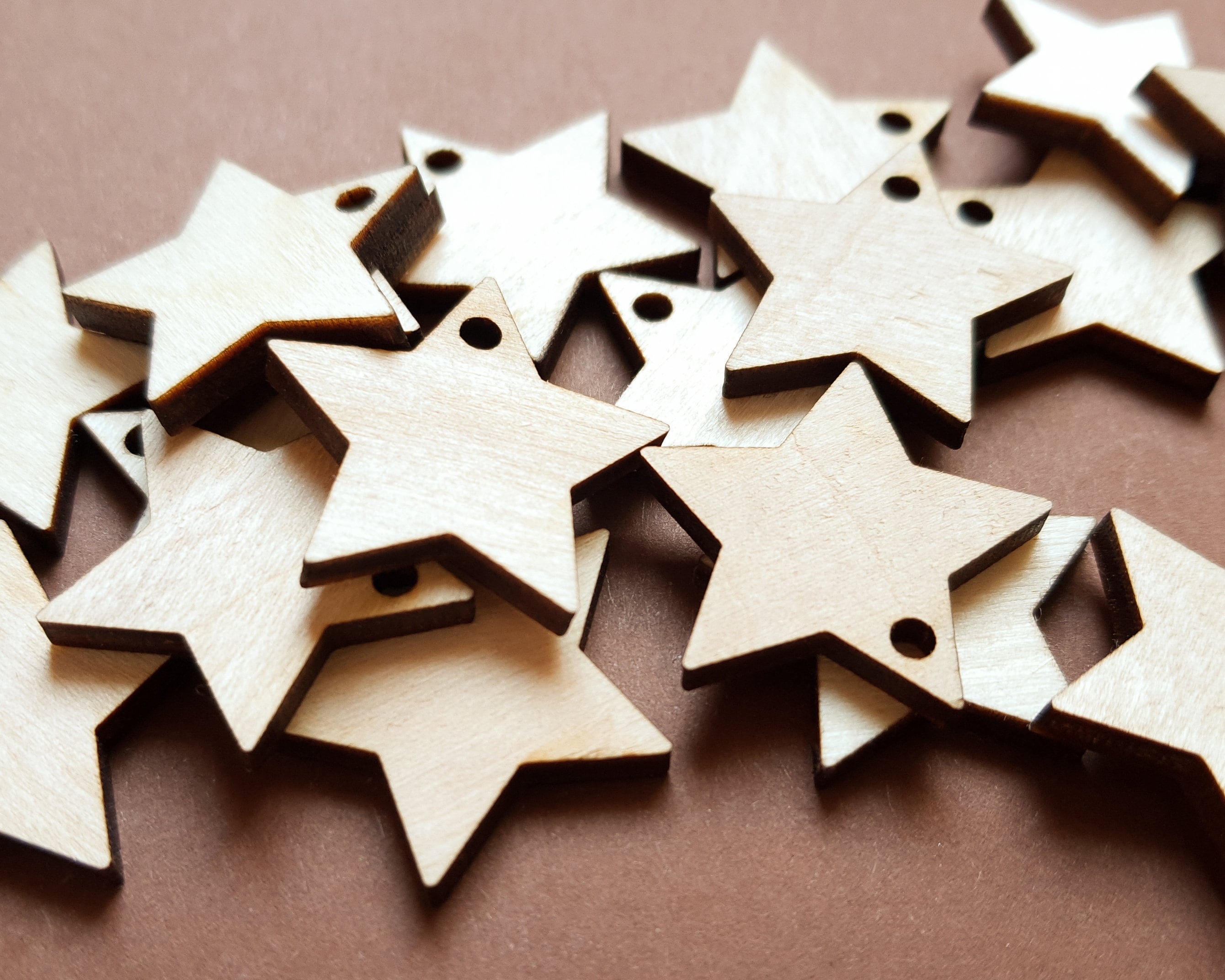 50 Mini Wooden Stars Tiny Stars With Holes Small Wood | Etsy