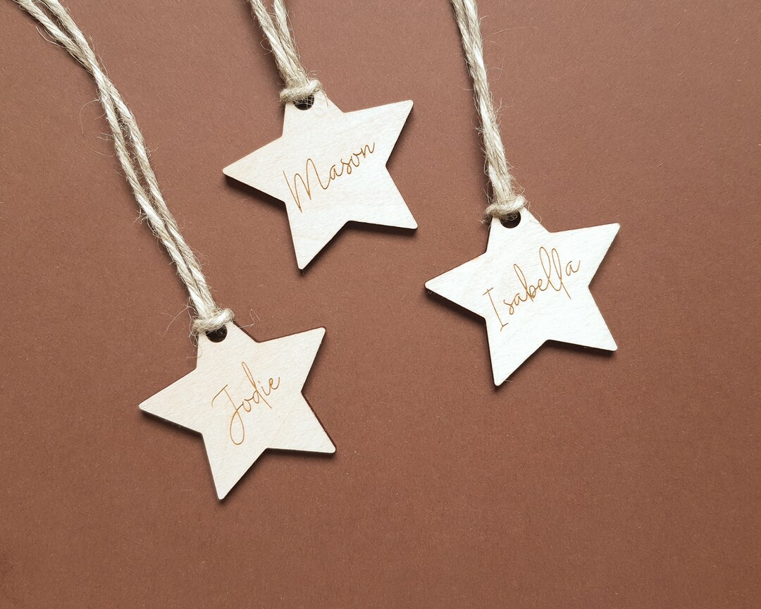Personalized Wood Star Tags Custom Star Gift Tags Laser - Etsy