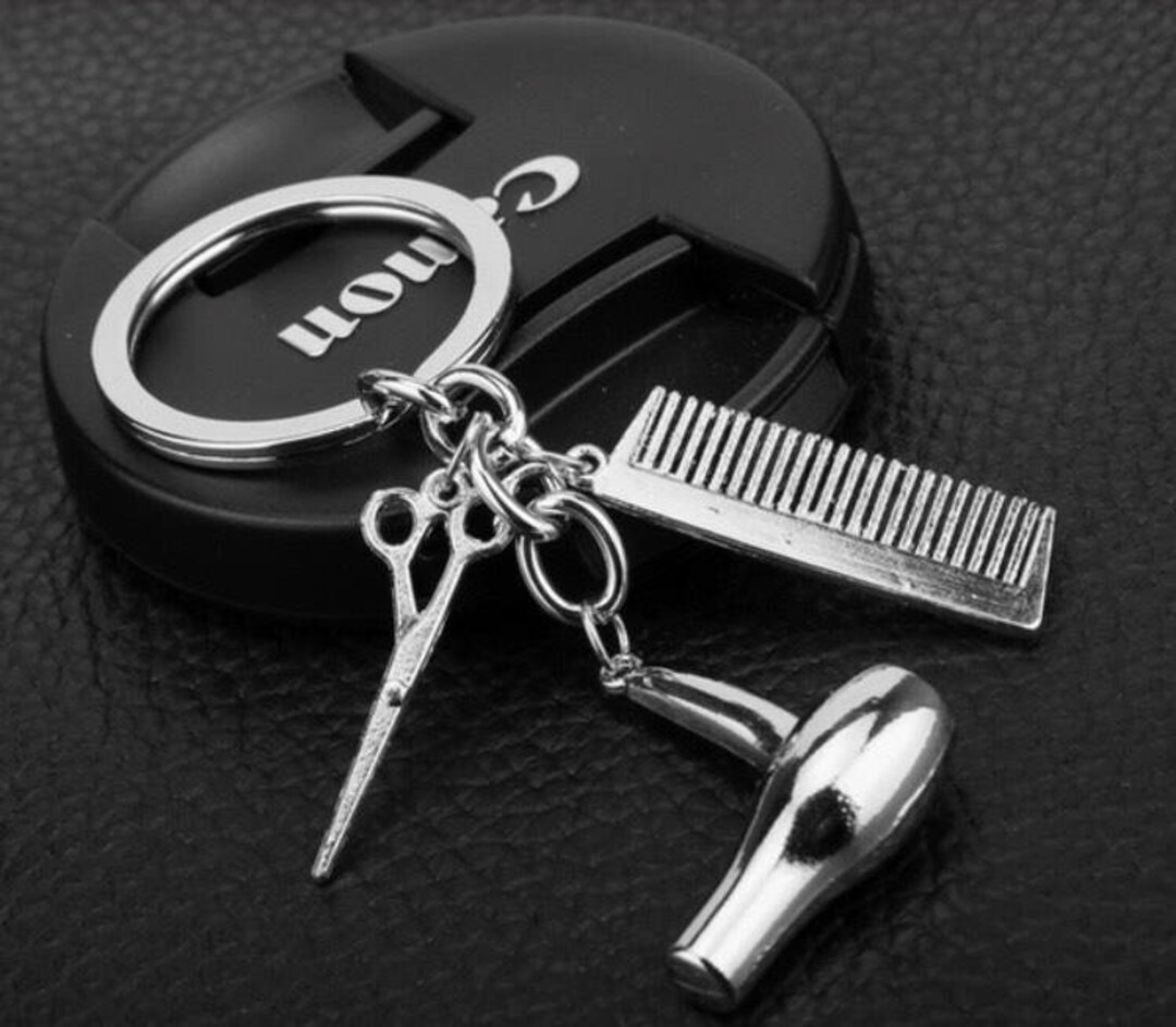 Hairdresser Keychain/hair Dryer Scissor Comb - Etsy