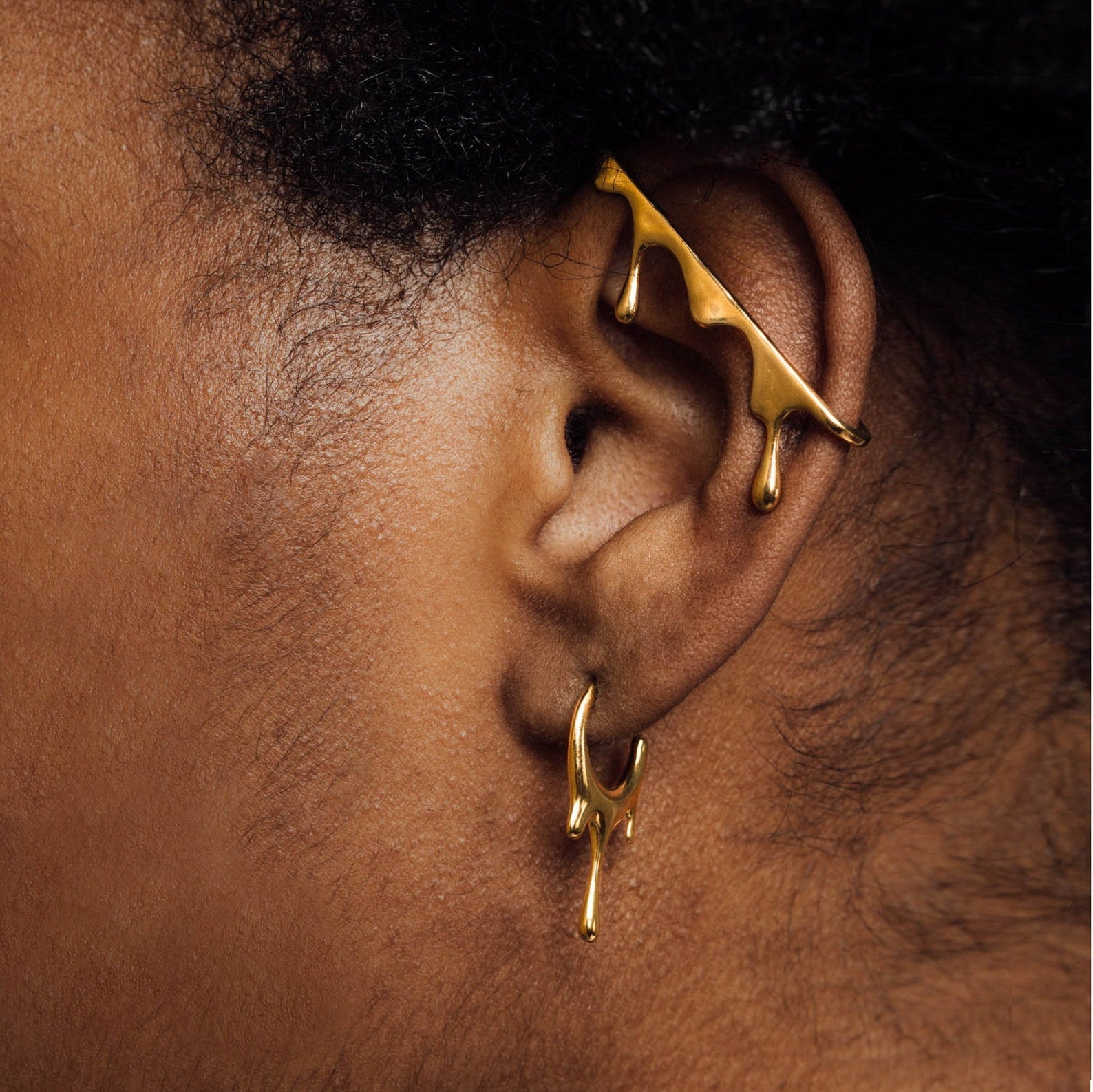 Dripping Ear Bar Gold Silver Rose Dripping Ear Bar Ear - Etsy