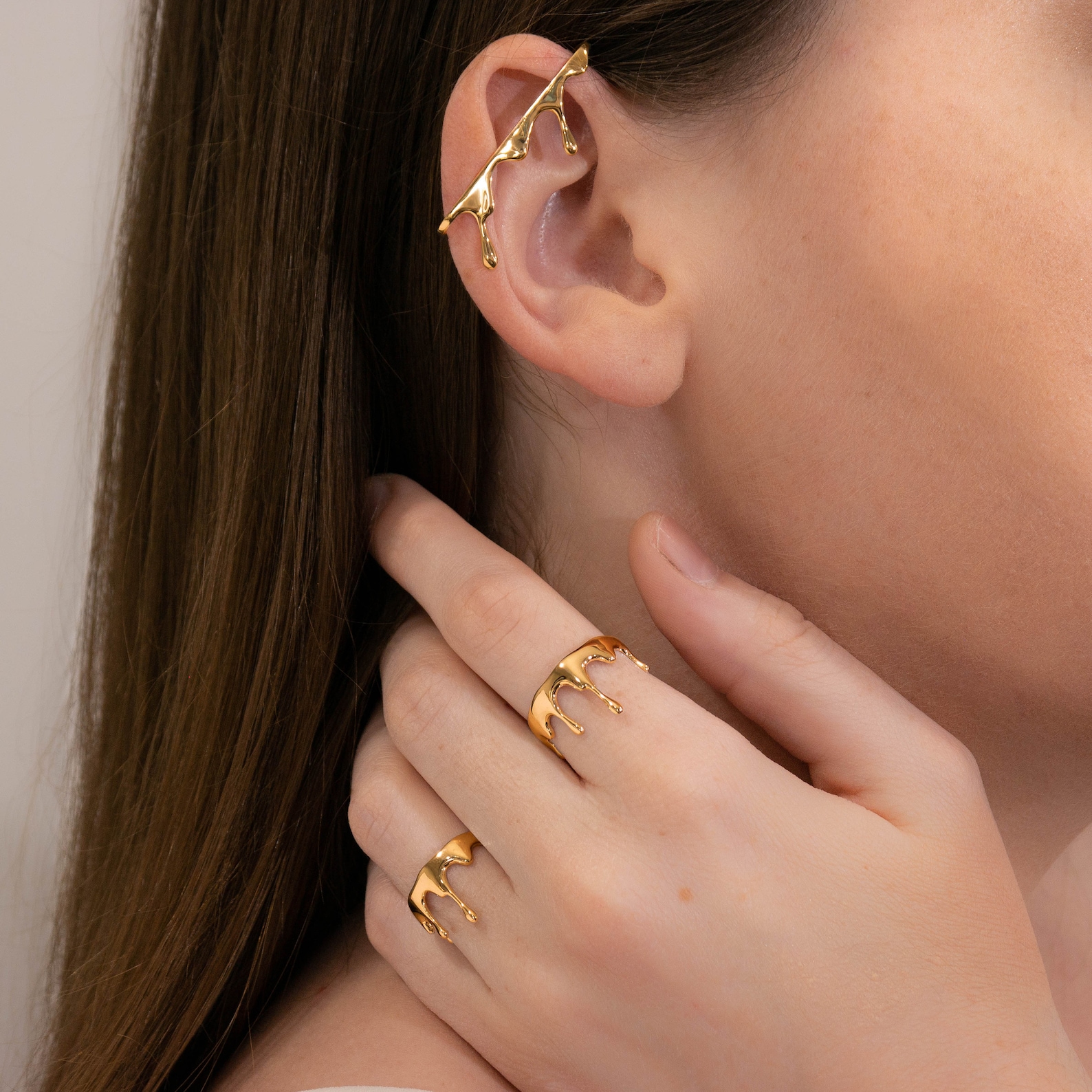 Dripping Ear Bar Gold Silver Rose Dripping Ear Bar Ear - Etsy