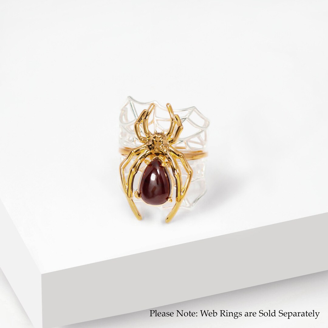 Spider Gemstone Ring Garnet, Moonstone, Onyx, Stacking Rings, Spider ...
