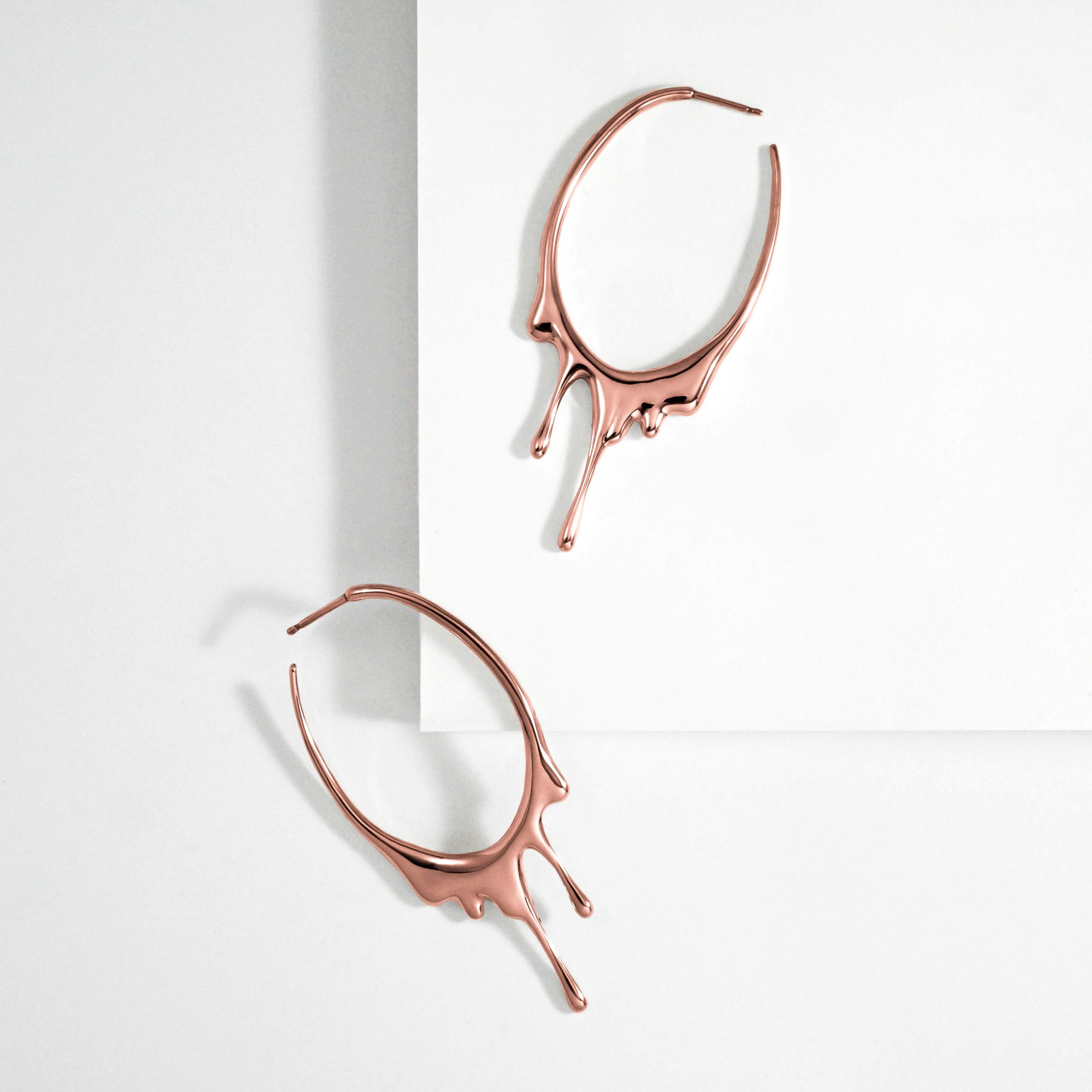 Dripping Oval M Hoop Earrings Gold Silver Rose Gold - Etsy UK