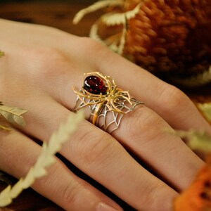 Spider Gemstone Ring Garnet Moonstone Onyx Stacking - Etsy