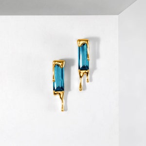 Dripping Gemstone Earrings - Gold, Silver, Rose Gold, Moonstone ...