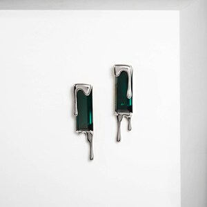 Dripping Gemstone Earrings Gold Silver Rose Gold - Etsy