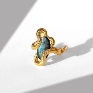 Snake Ring, Serpent Ring, Gold Snake Ring, Gold Gemstone Snakes - Etsy
